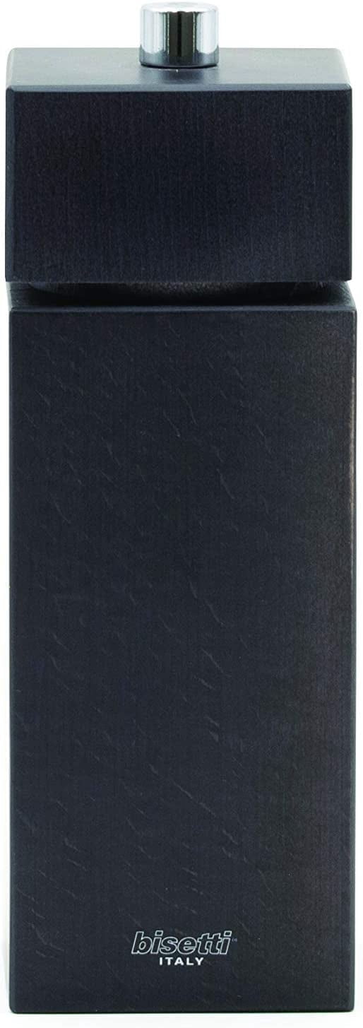 Bisetti Trento 6.5 Inch Black Salt Mill With Adjustable Ceramic Grinder ...