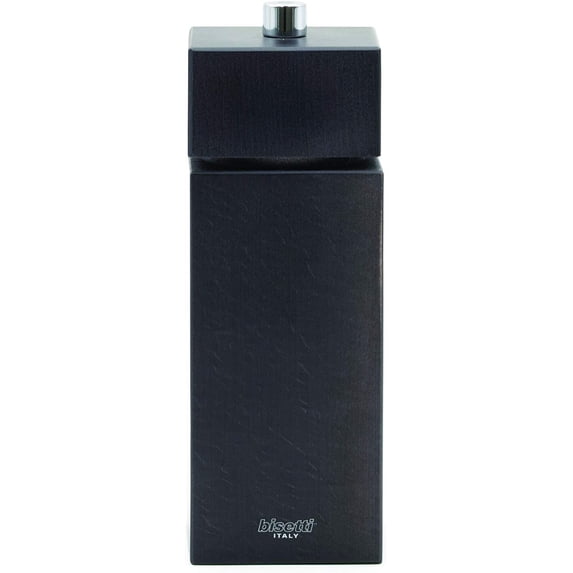 Bisetti Trento 6.5 Inch Black Salt Mill With Adjustable Ceramic Grinder ...