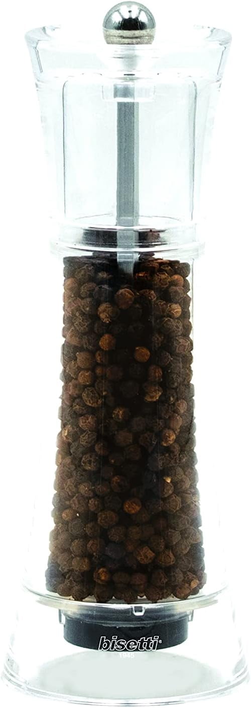 Bisetti Verona 17.5 cm / 6.9 Inch Clear Acrylic Pepper Mill With ...