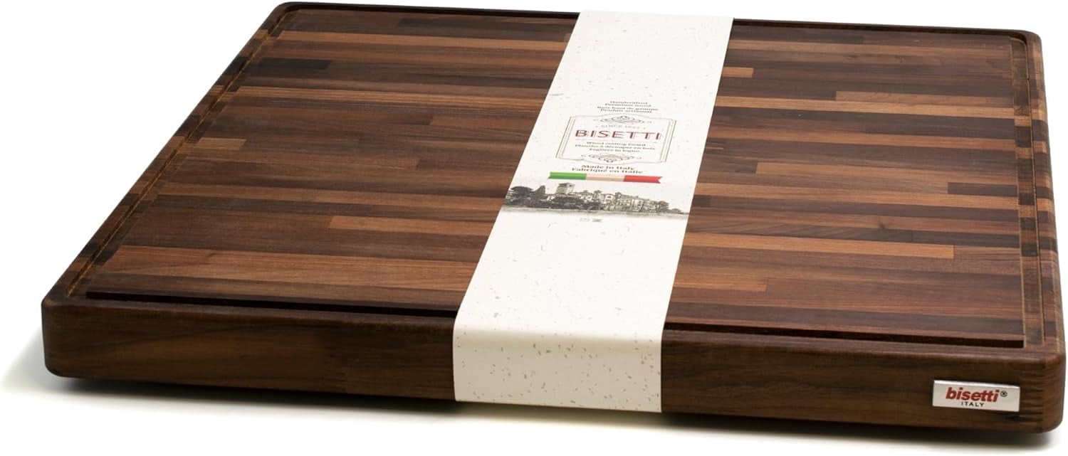 Bisetti Walnut Wood Cutting Chopping Slicing Board with Juice Groove ...