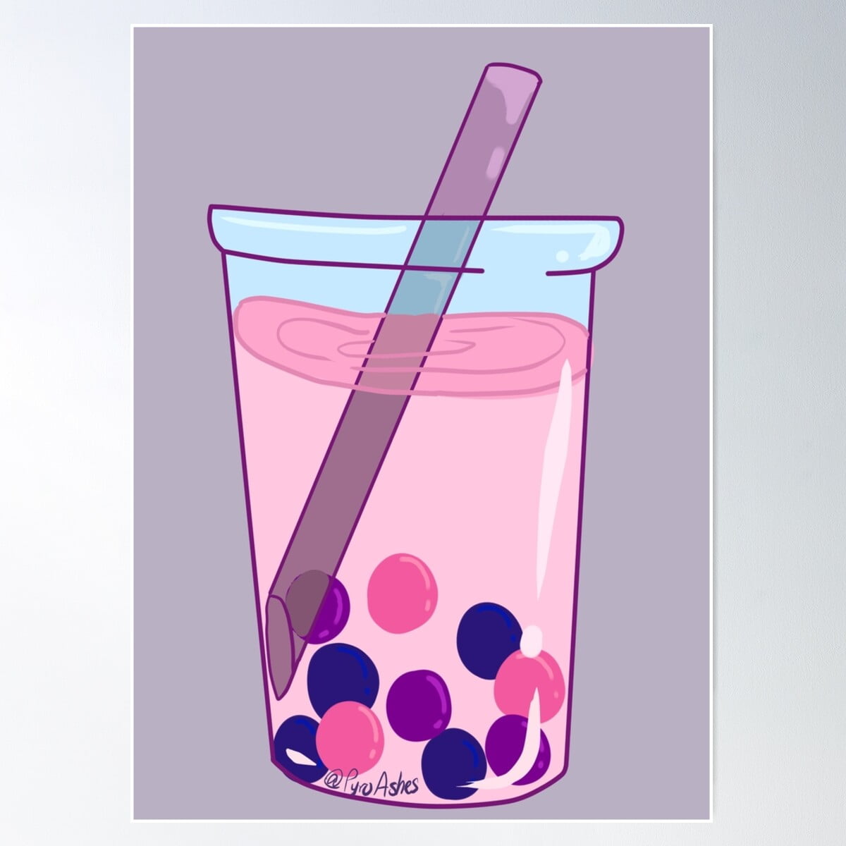 Bisexual Boba Tee Poster Wall Art, Modern Wall Decor For Living Room ...