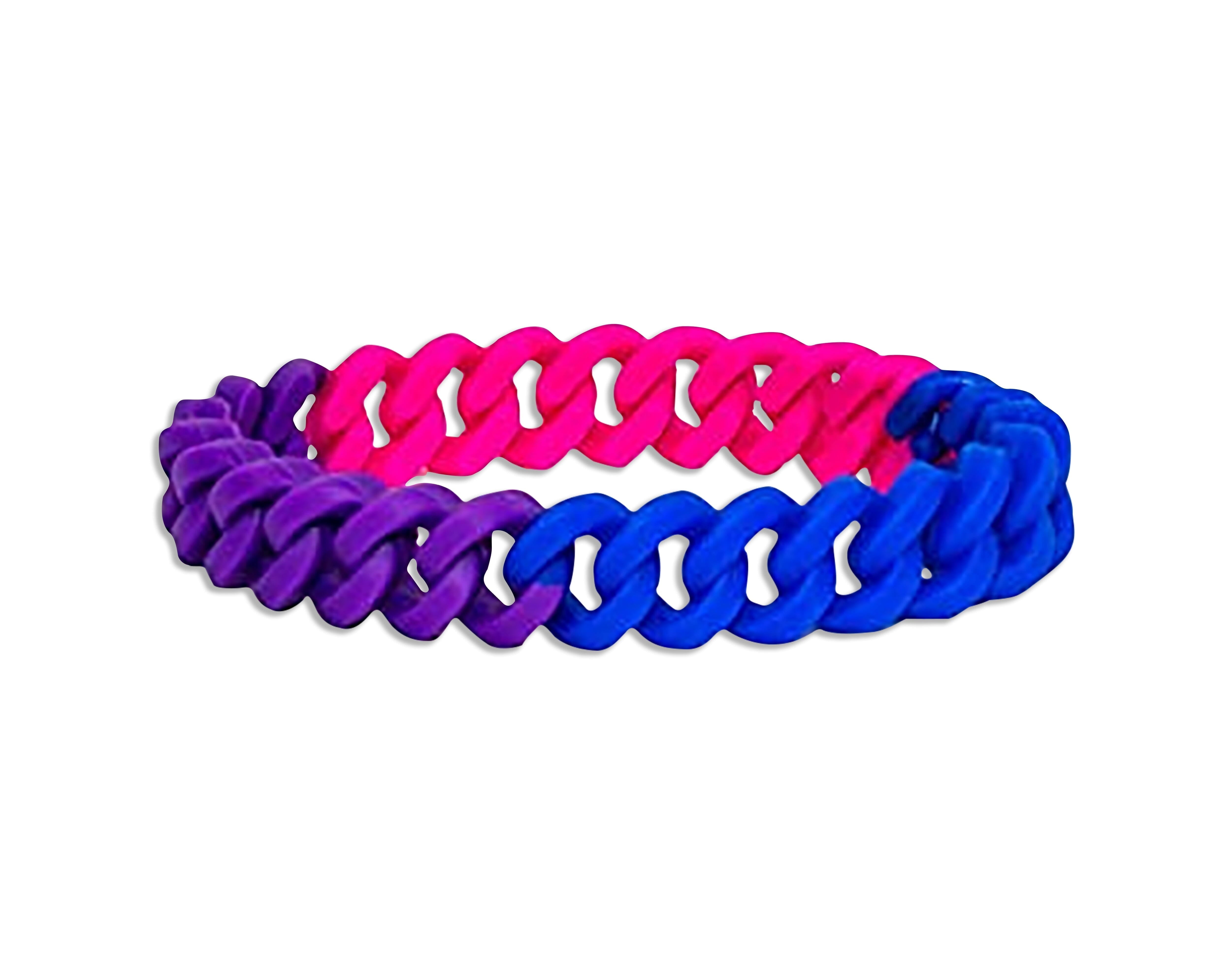 Bisexual Flag Chain Link Silicone Bracelet Wristbands - Walmart.com