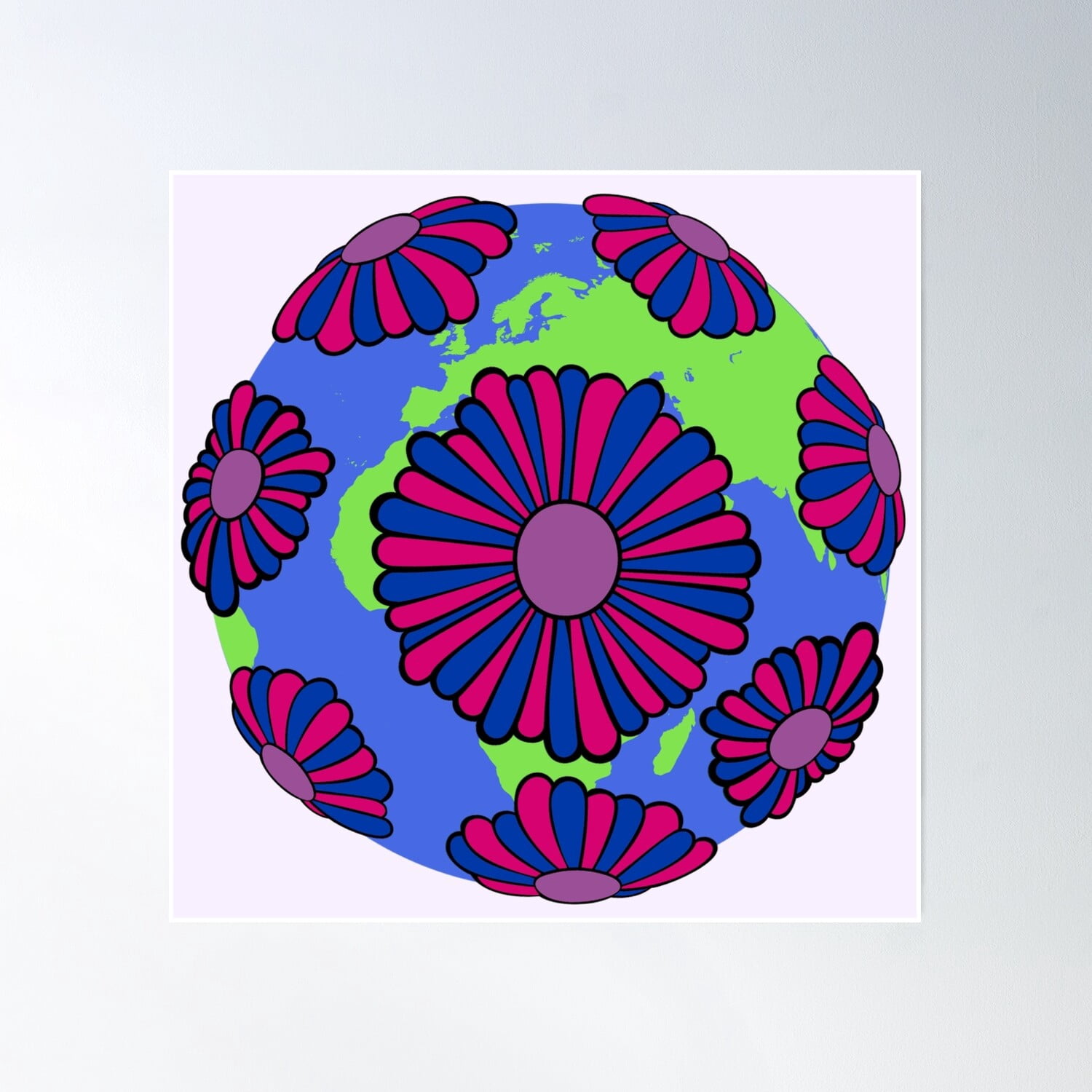 Bisexual Flag Daisy Earth Poster Wall Art, Modern Wall Decor, 30x30 ...