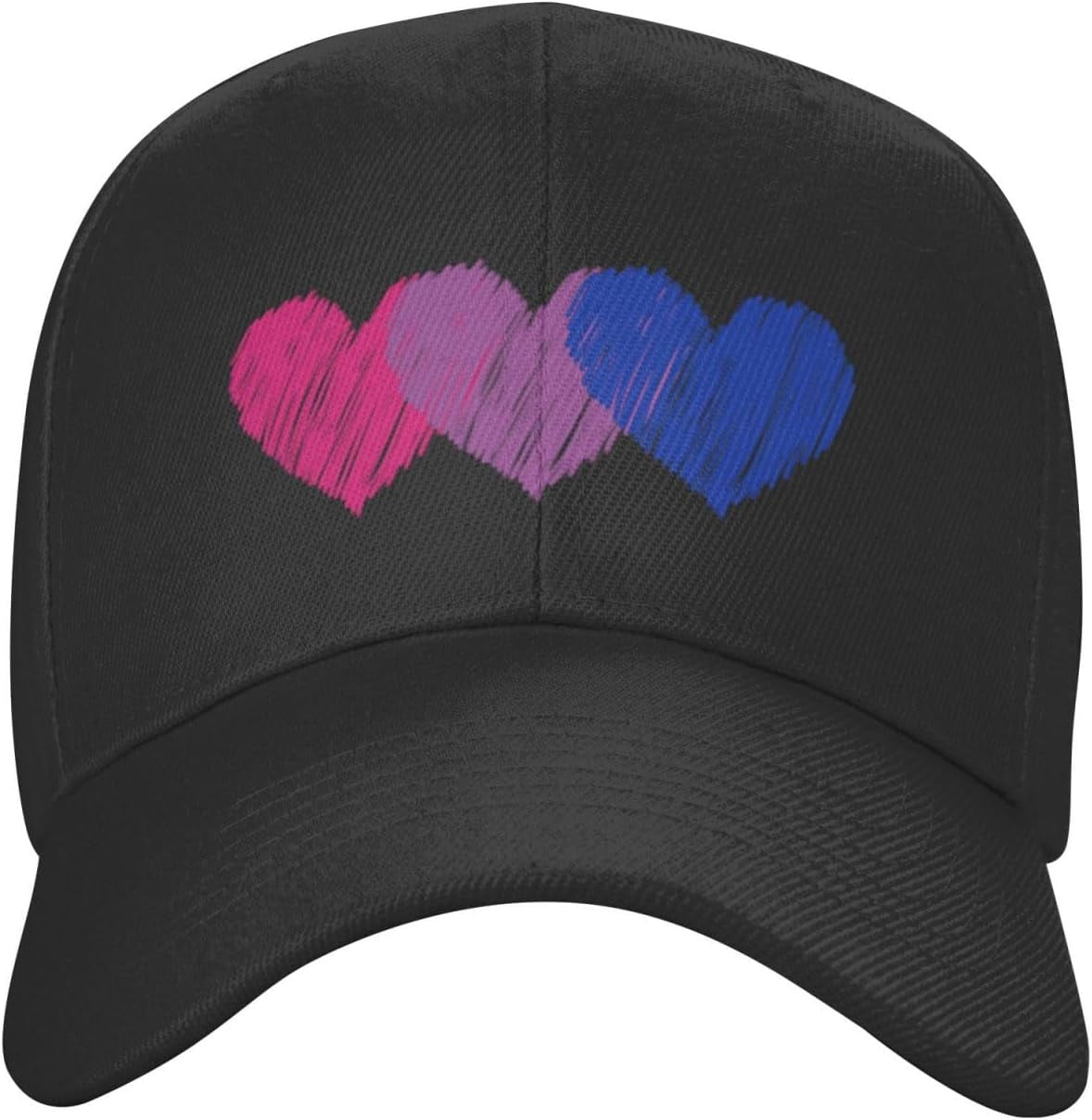 Bisexual Flag Hearts Love LGBT Bi Pride Black Hat for Men Outdoor Hat ...