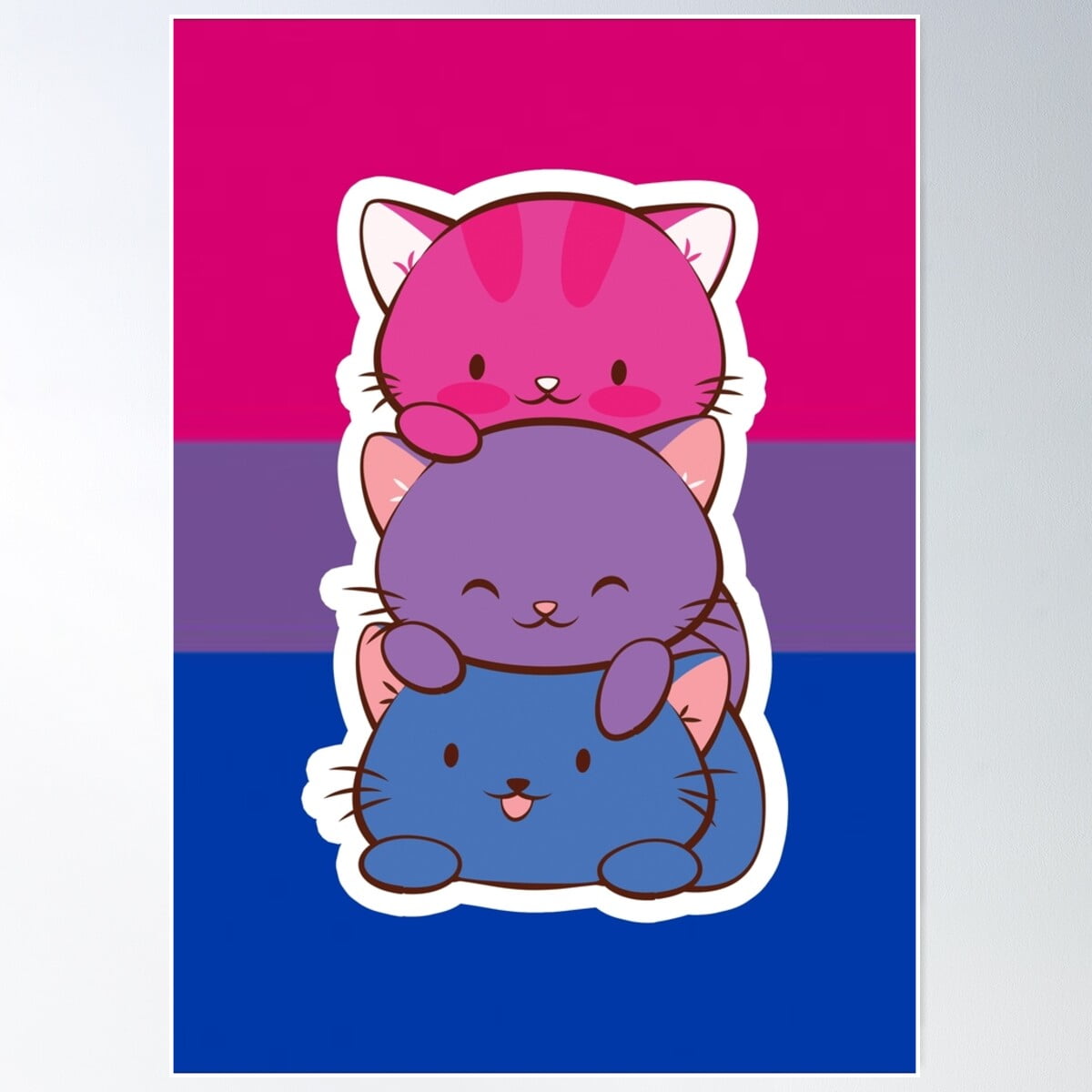 Bisexual Flag Lgbt Bi Pride Cute Kawaii Cats Poster Wall Art, Modern ...