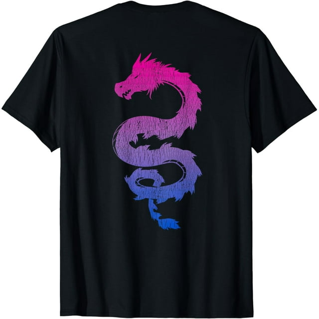 Bisexual Japanese Dragon Bi Pride Flag Colors Back Design T-Shirt ...