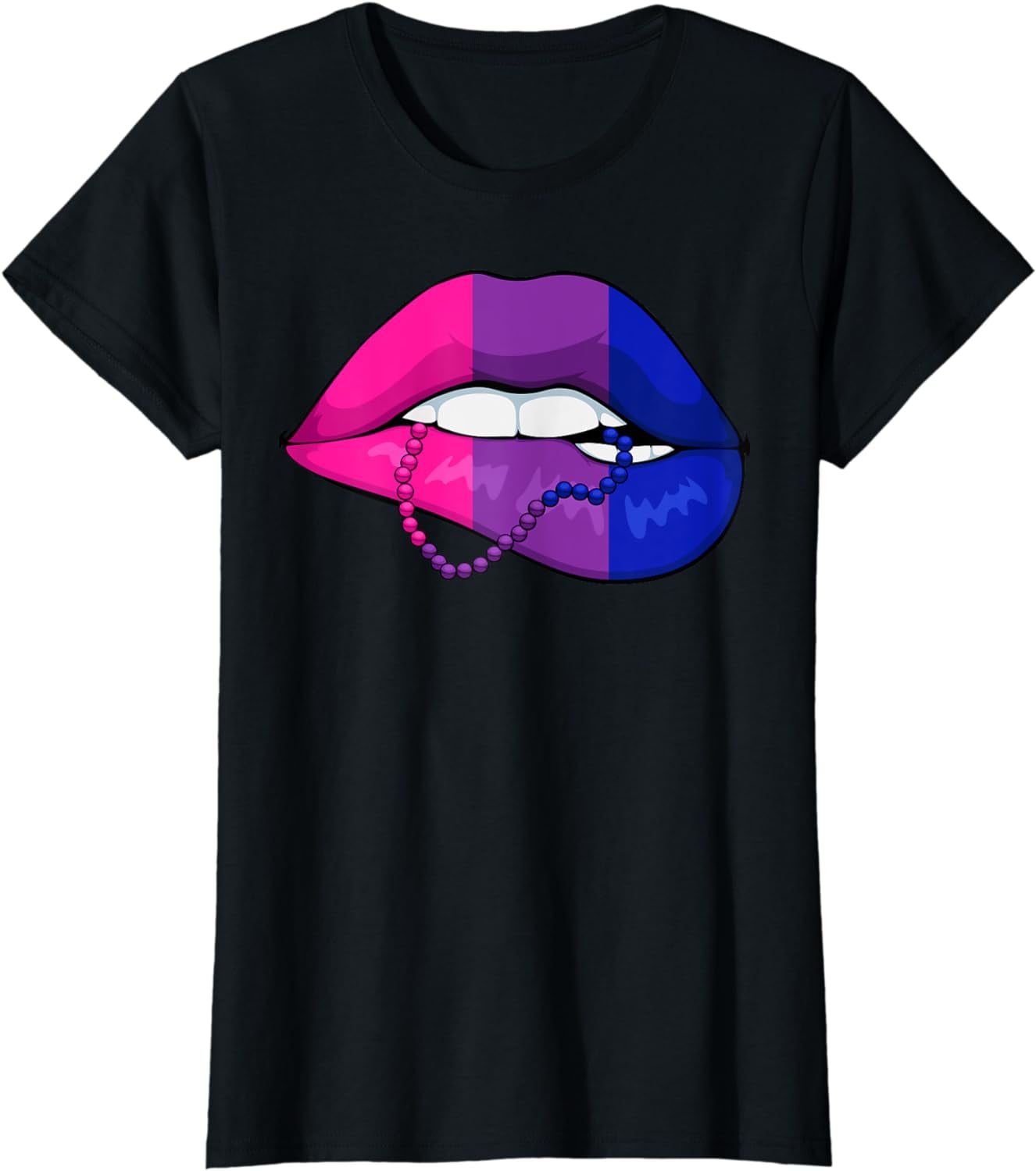 Bisexual Lip Biting LGBT-Q Cool Subtle Bi Pride Flag Colors T-Shirt ...