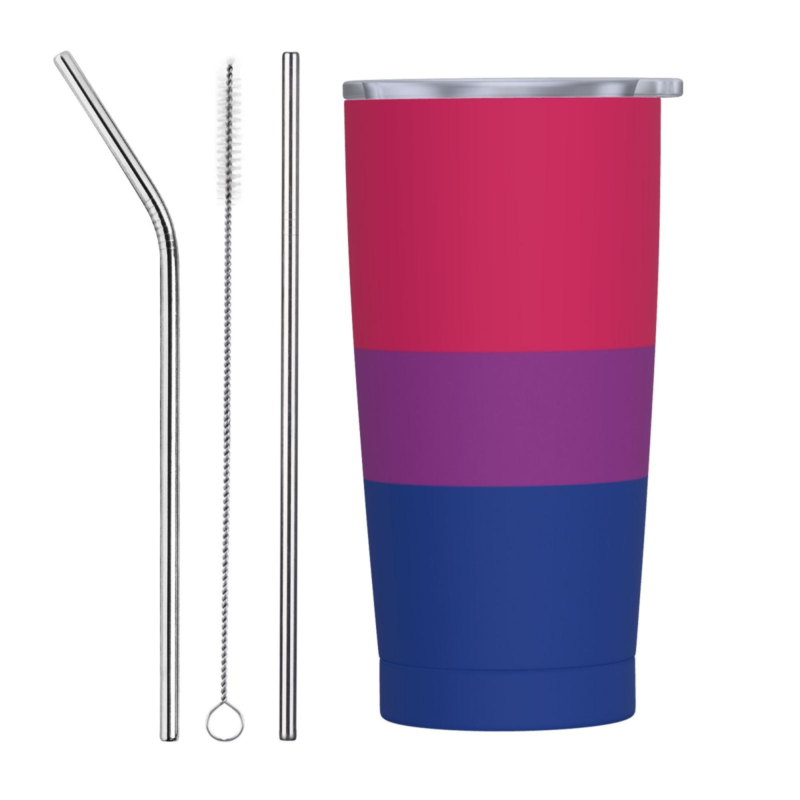 Bisexual Pride 20oz Stainless Steel Thermal Cup With Lid And Straw ...