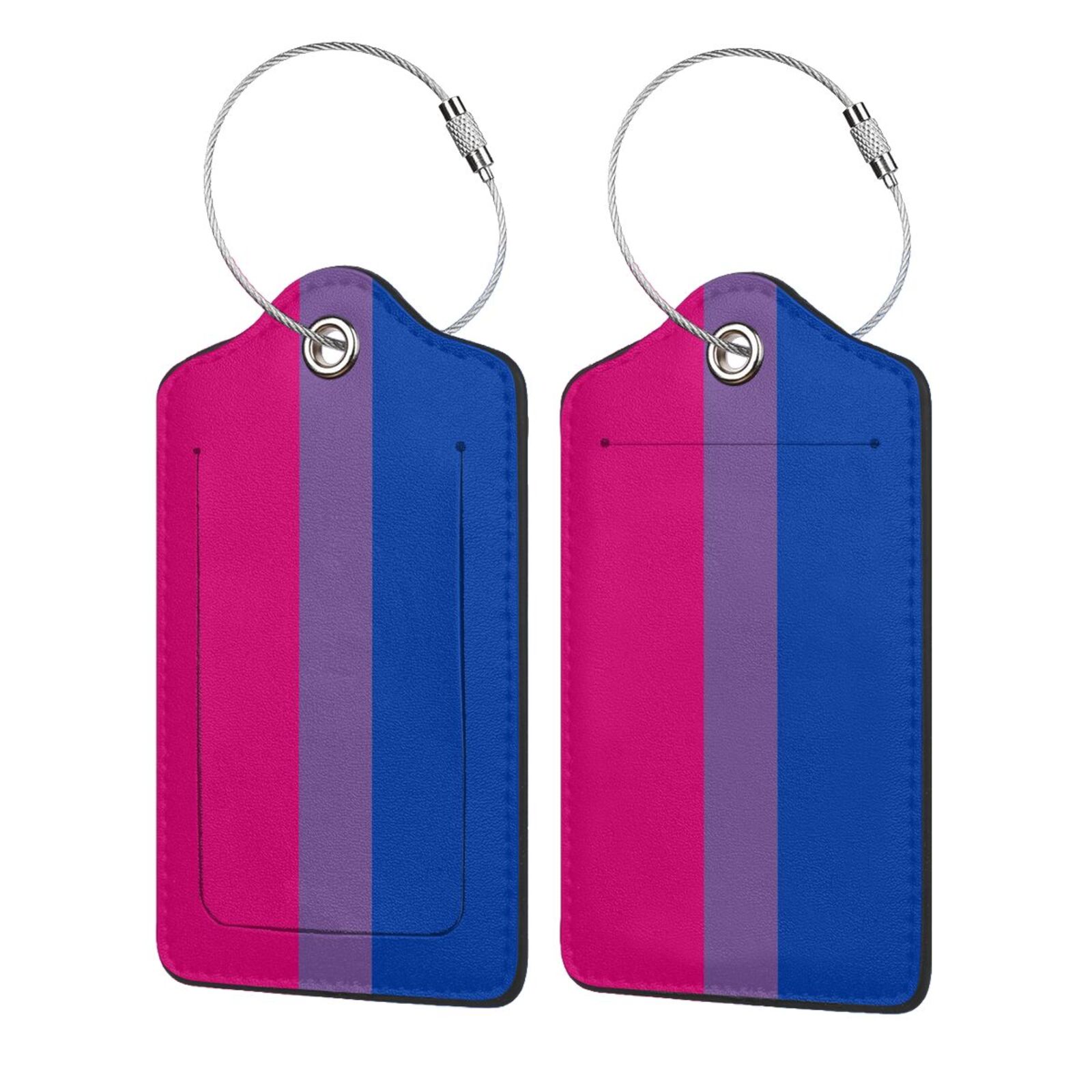 Bisexual Pride Flag Luggage Tags for Suitcase PU Privacy Cover ID Label Address Card 4 PCS with ...