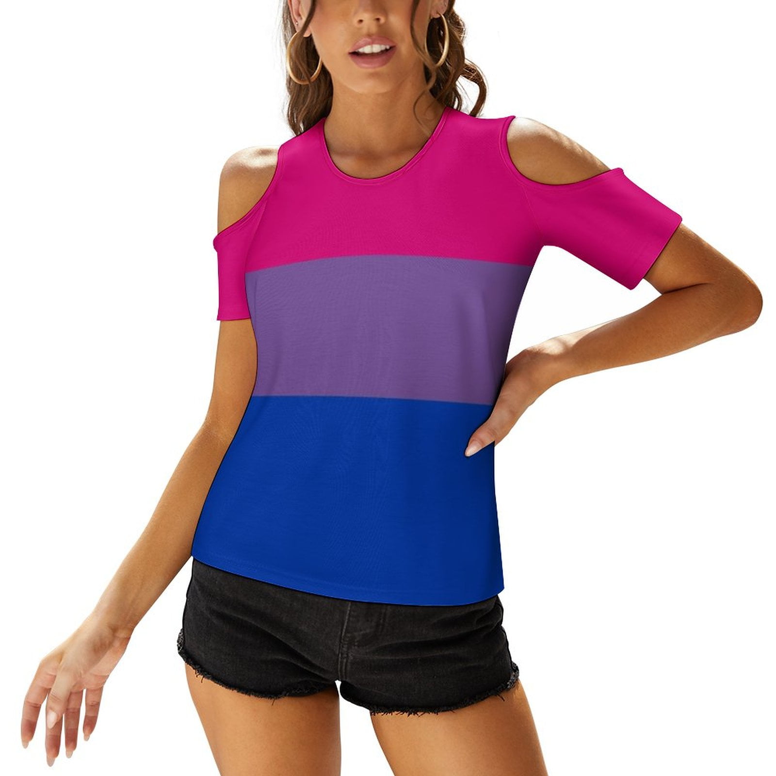 Bisexual Pride Flag Sexy And Club Fashion Female T-Shirt Short Sleeve ...