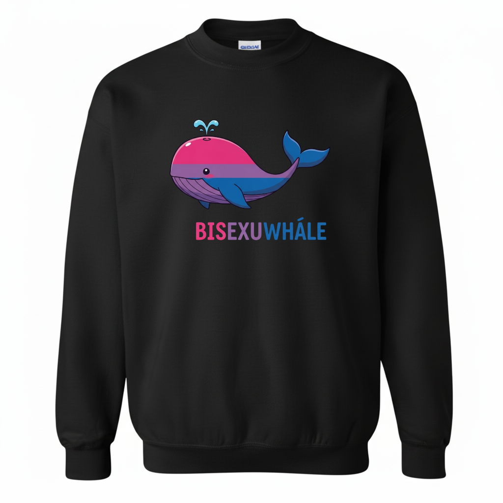 Bisexuwhale Funny Whale Wordplay Pride Cute Ocean Graphic Sweatshirt ...