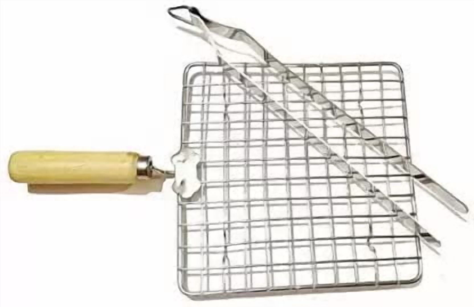 BishtHub Square Wire Wooden Handle Roaster With Chimta Steel Cooking ...