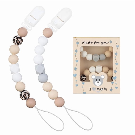Bisitoy 2 Pack Silicone Pacifier Clips, One Piece Design Teething ...