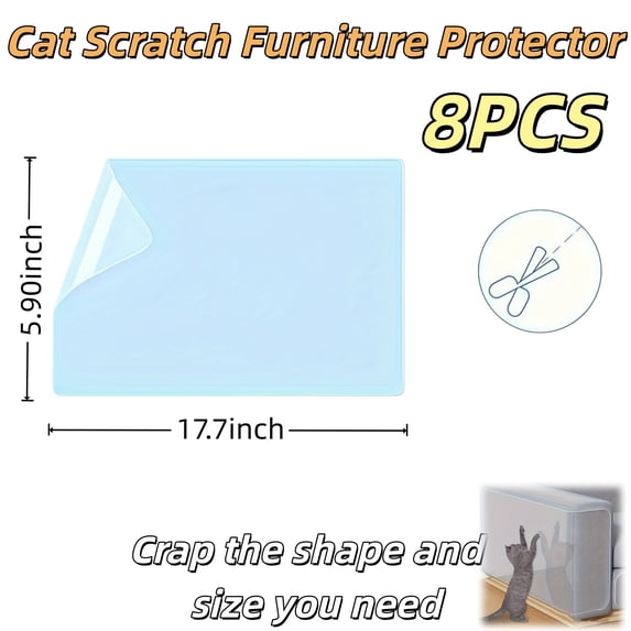 Bisitoy Cat Scratch Furniture Protector, Clear PVC Peel and Stick Mat ...