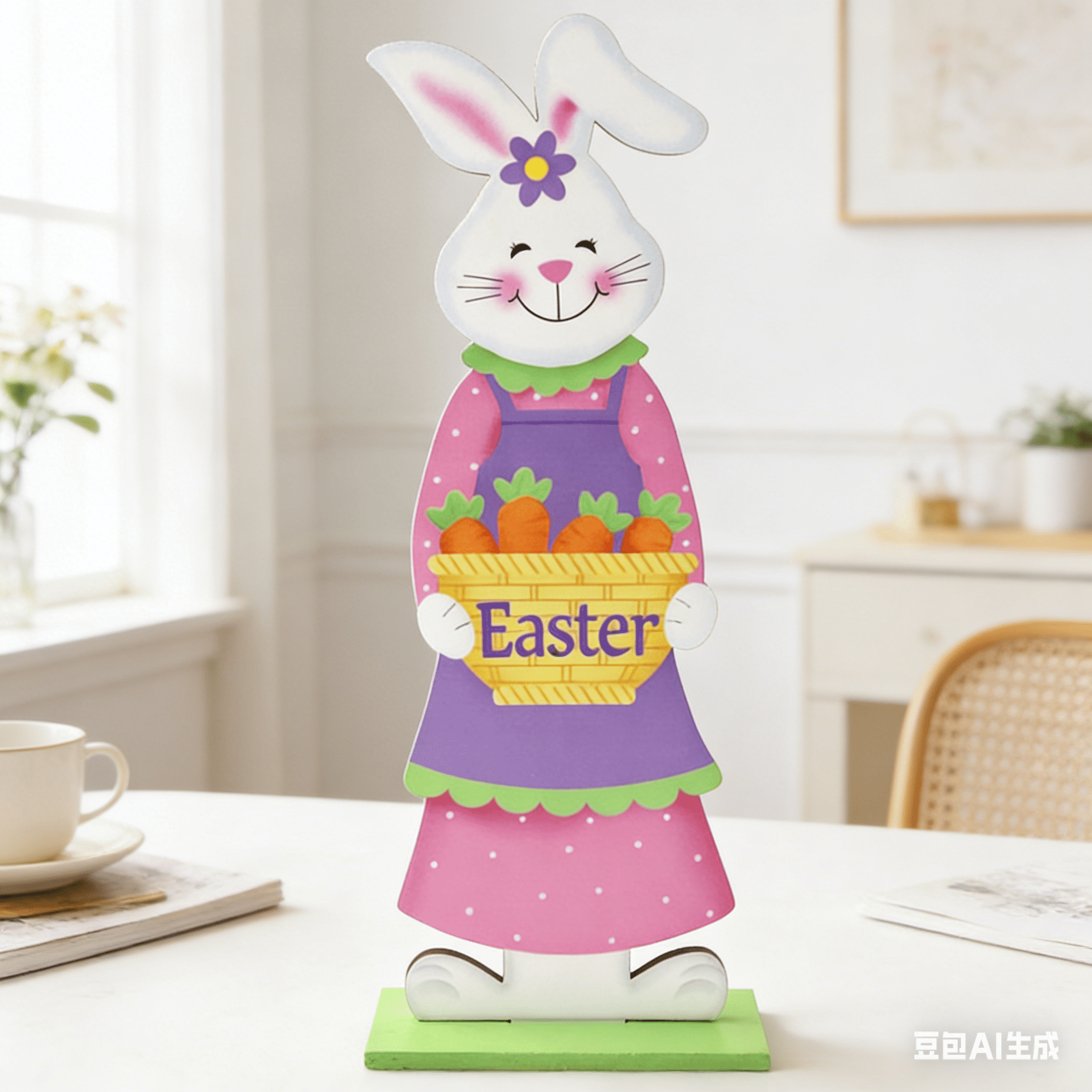 Bisitoy Easter Decor, Wooden Bunny and Chick Figures for Table or ...