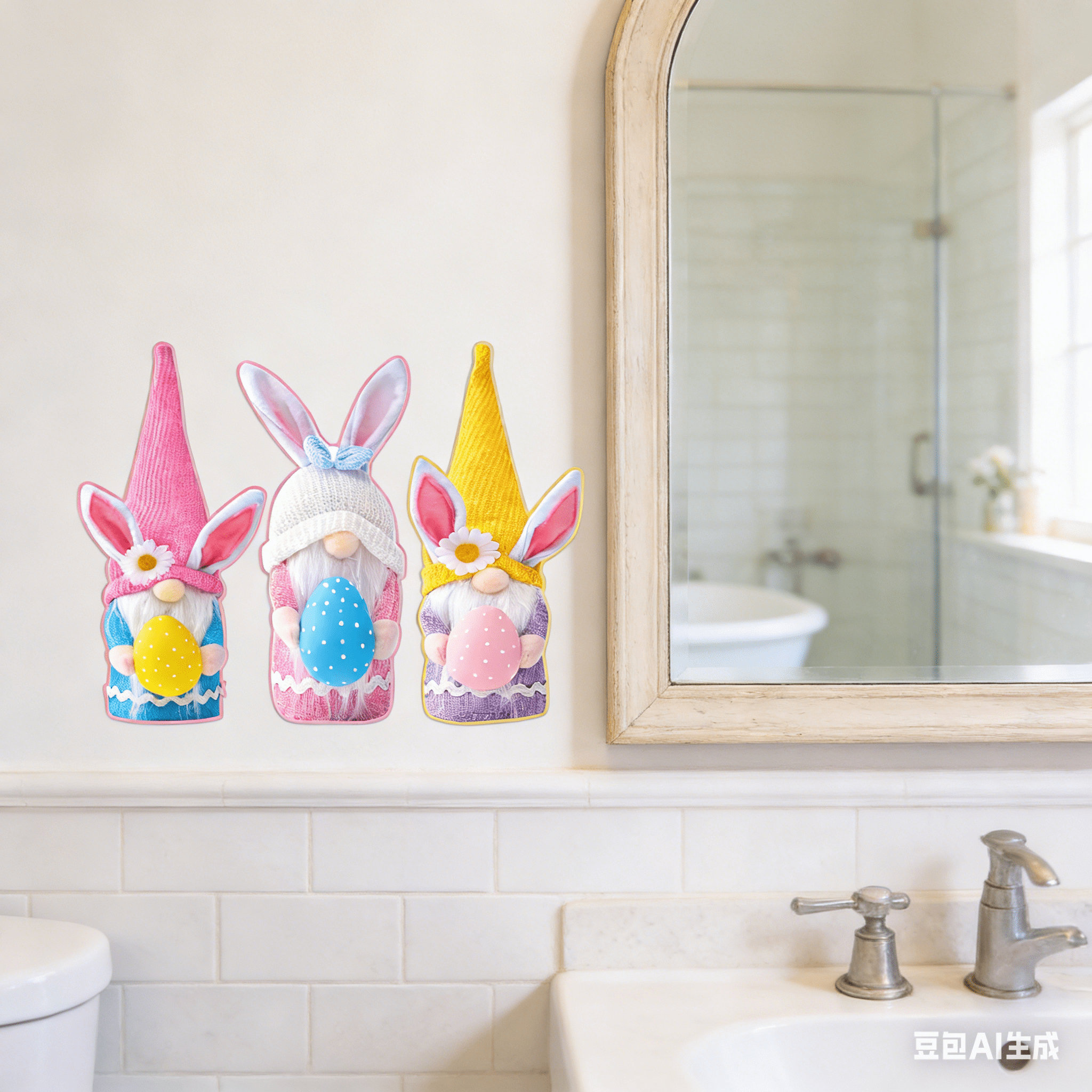 Bisitoy Easter Decorations Wall Stickers: Gnome Dolls Carrying Bunny ...