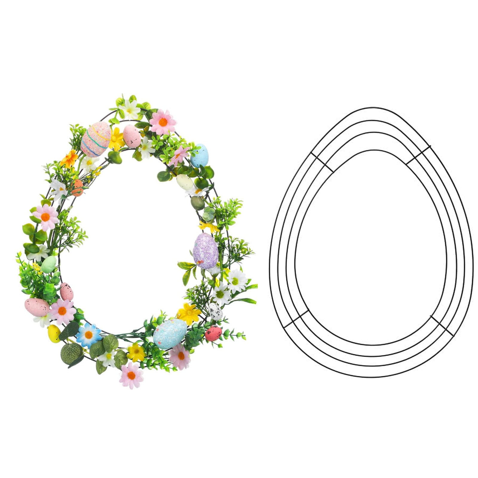 Bisitoy Egg Shaped Wire Wreath Frame, Easter DIY Wreath Metal Oval Form ...
