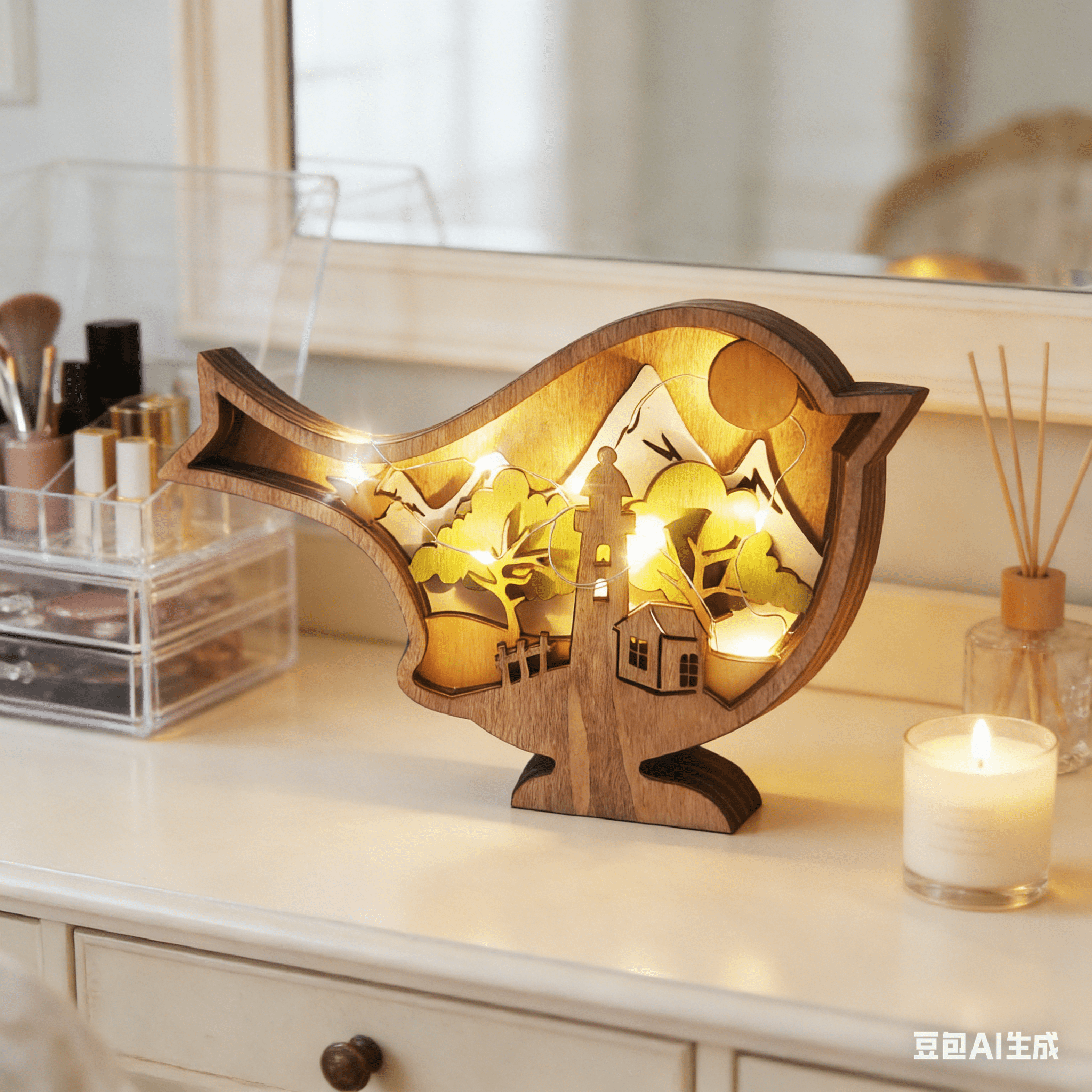 Bisitoy Farmhouse Easter Animal Lamp - Wooden Carved Rabbit with LED ...
