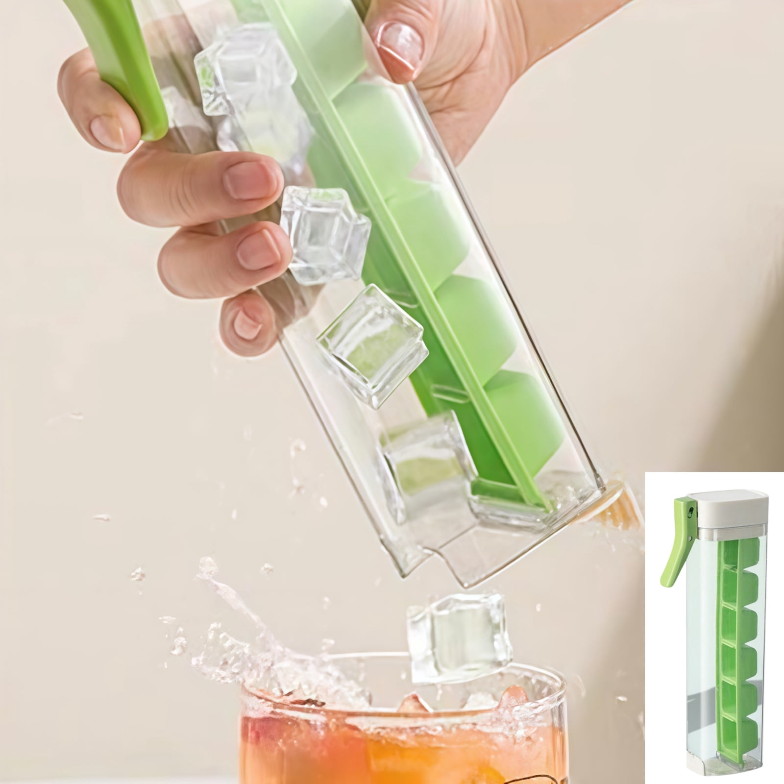 Bisitoy Ice Maker - Easy Demould Single Hand Press Ice Tray with Handle ...