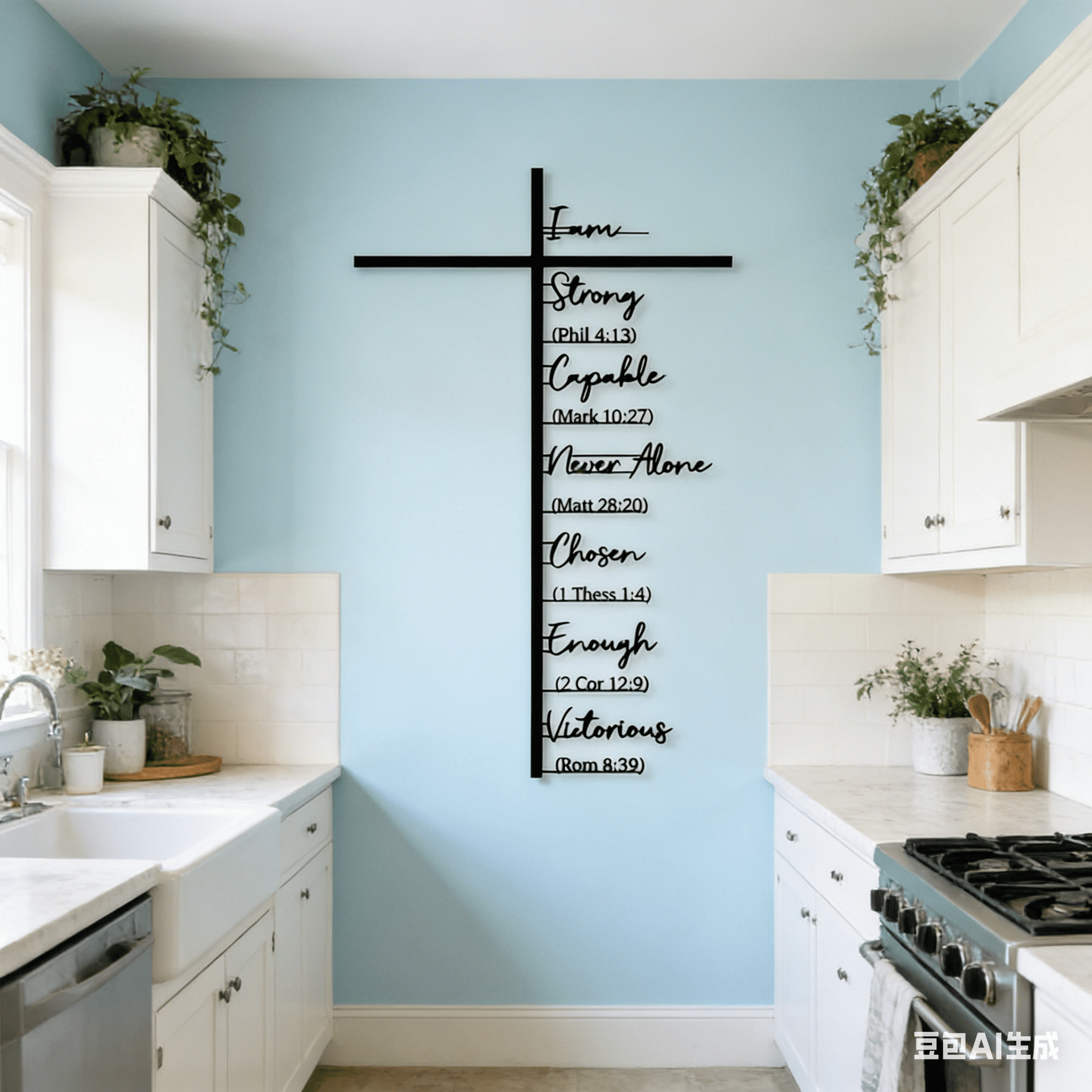 Bisitoy Metal Cross Wall Art with Inspiring Bible Verse - "I Am Strong ...