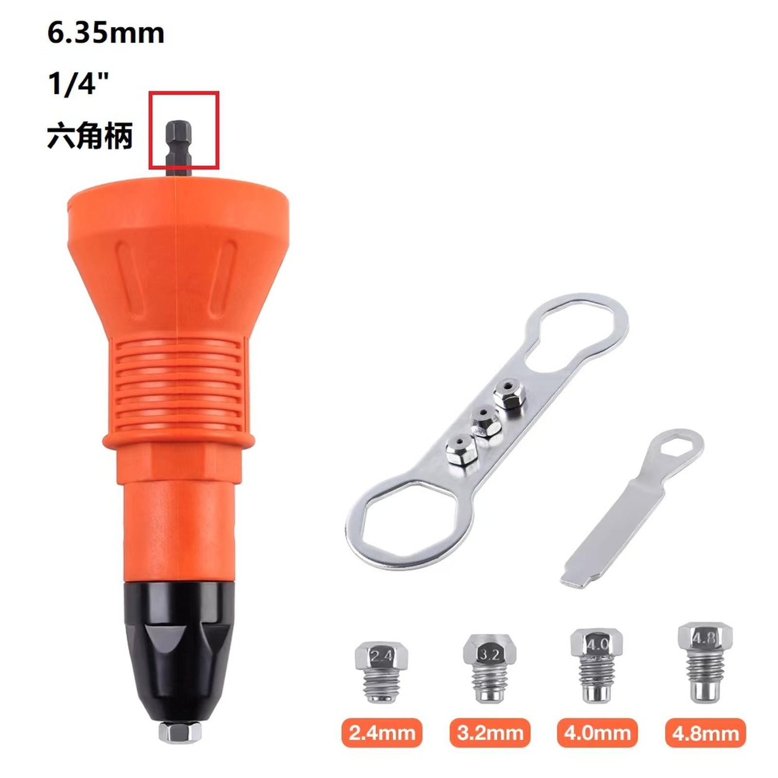 Bisitoy Pop Rivet Gun Adapter Kit, Rivet Drill Attachment with 4 Rivets ...