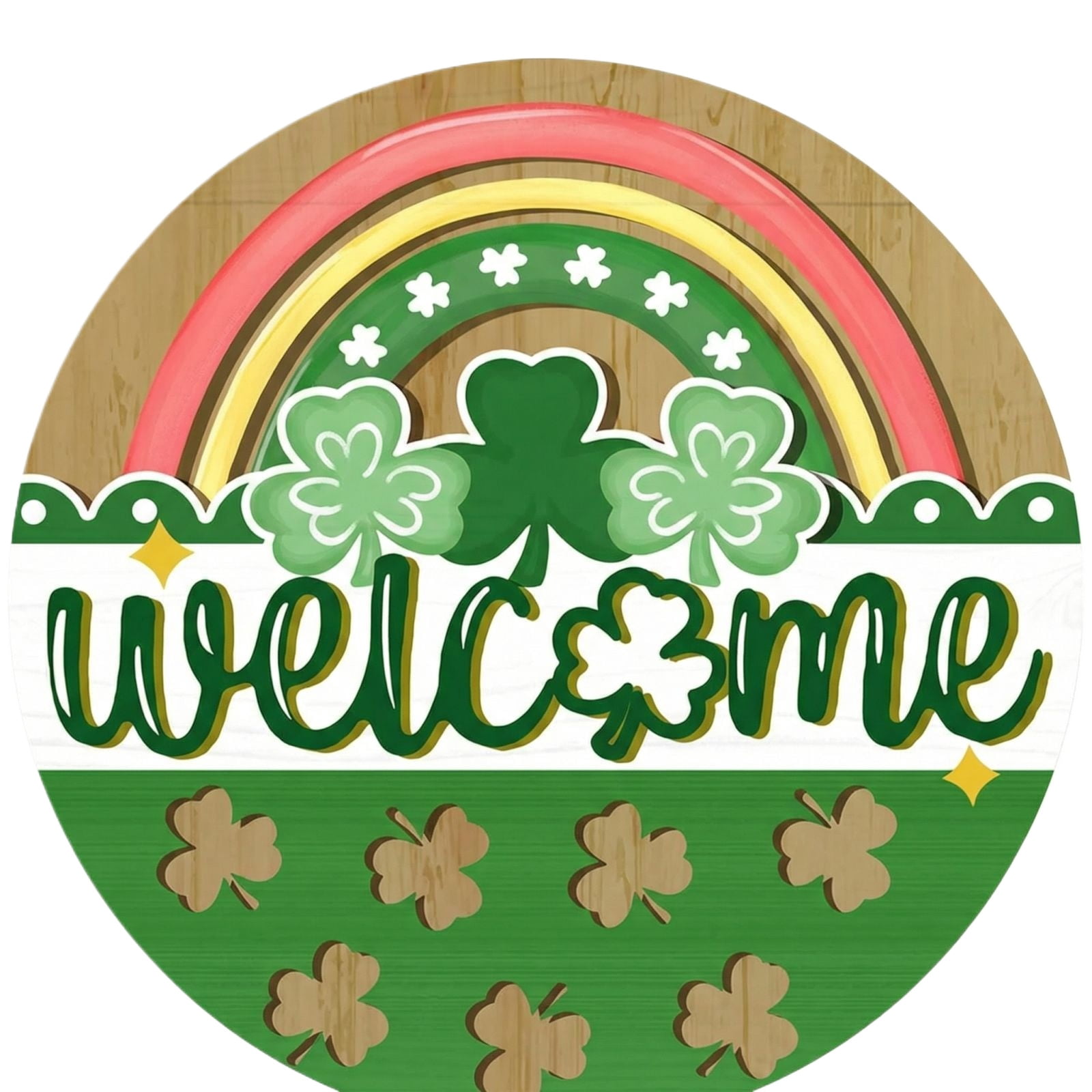 Bisitoy St Patricks Day Decorations Wood Shamrock Hanging Welcome Wall ...