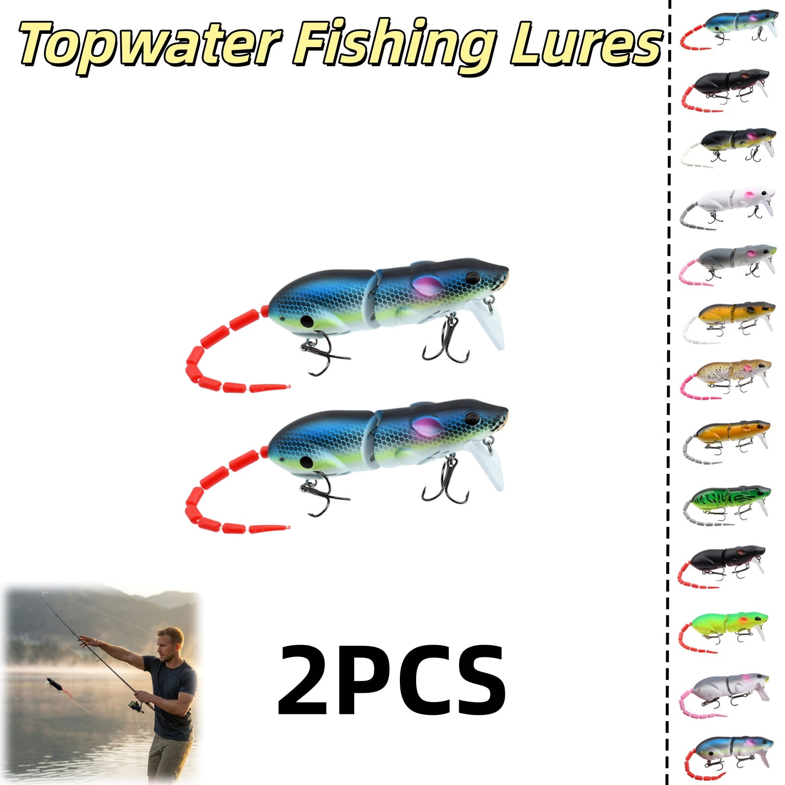 Bisitoy Topwater Mouse Fishing Lures, Floating Rat Lure for Exciting ...