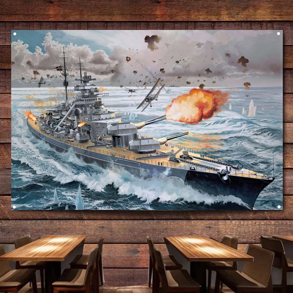 Bismarck Battleships Wall Art Banners Hanging Flags Wall Chart Warship ...