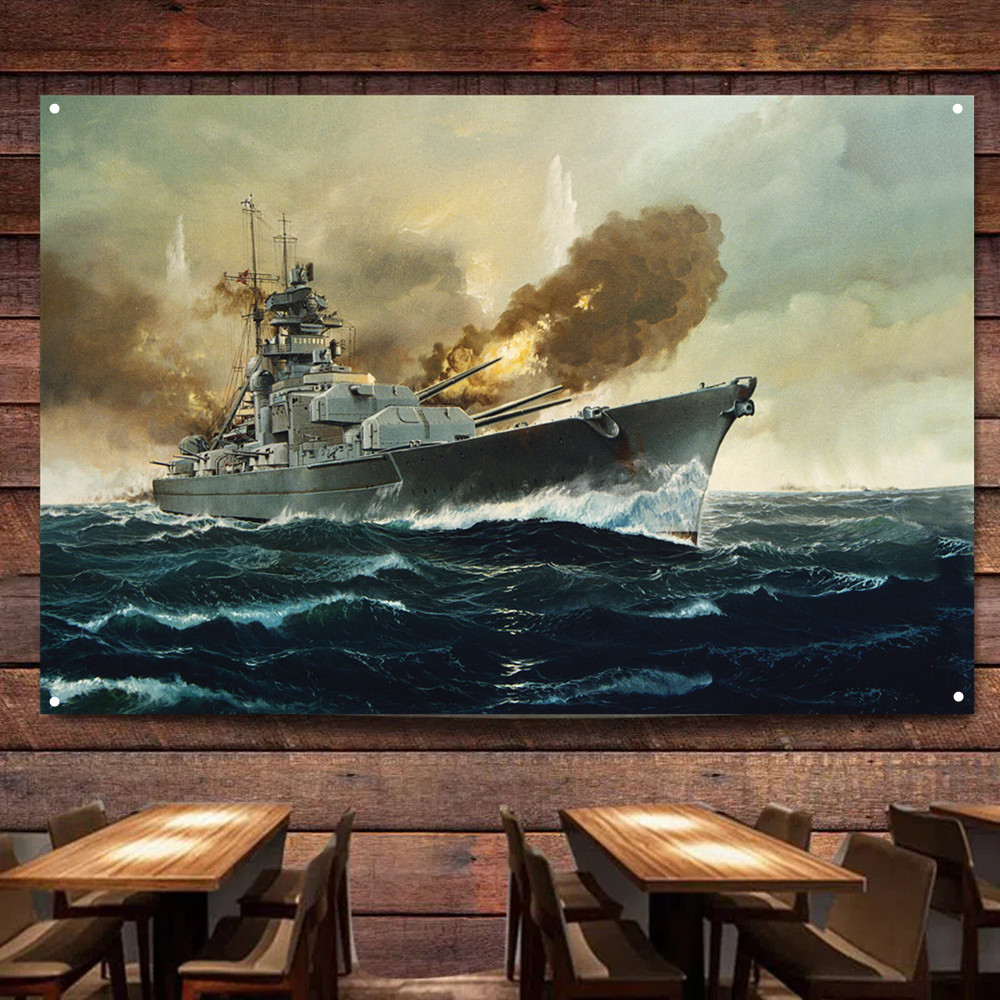 Bismarck destroyer Flag Banner Wall Chart Canvas Painting WW II ...