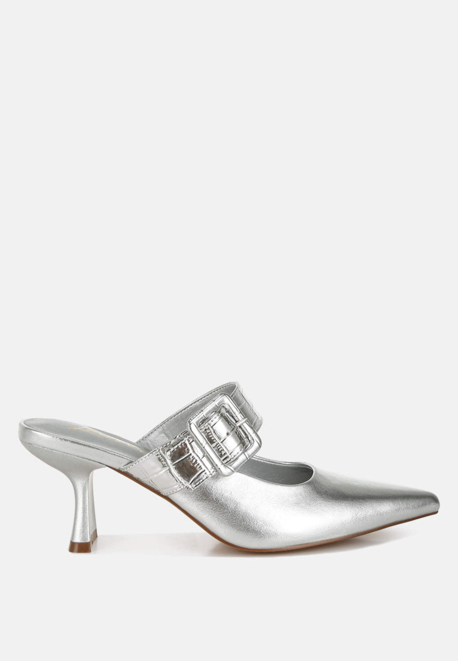 Bismi Large Buckle Kitten Heel Mules - Walmart.com