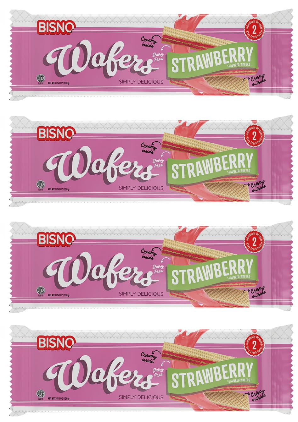 Bisno Strawberry Wafer Cookies TGF4 Crispy and Creamy Wafer Cookies ...
