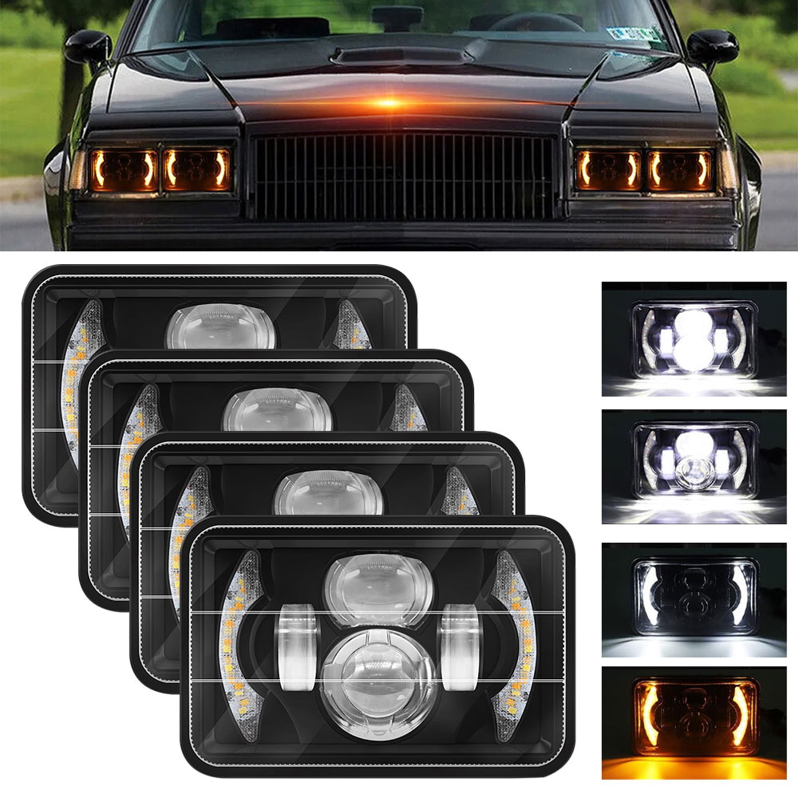 Bisofice Car Headlight,Beam 5 Inch 4x6 Inch Peterbilt Kenworth Of 1 ...