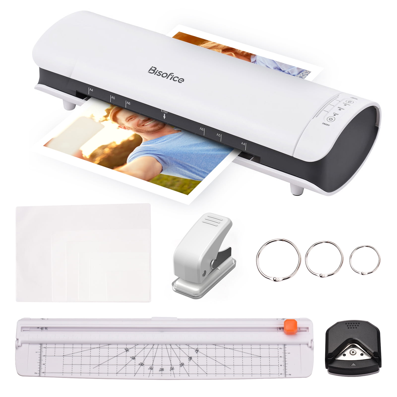Bisofice Laminator,Cold Lamination 2 A4 Size 6IN1 Max Paper Cutter 2 ...