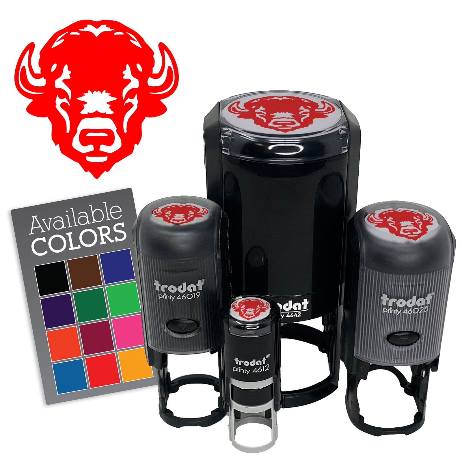 Bison American Buffalo Head Bovine Self-Inking Rubber Stamp for ...