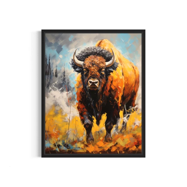 Bison Animal Abstract Art Print Poster Wall Art Painting Phone Decal ...