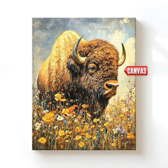Bison Art Print, Buffalo Oil, Gift For Hunter Farmhouse Wall Decor ...