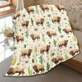 Bison Blanket Gifts for Kids,Plush Bisons Throw with Cactus Print,Soft ...