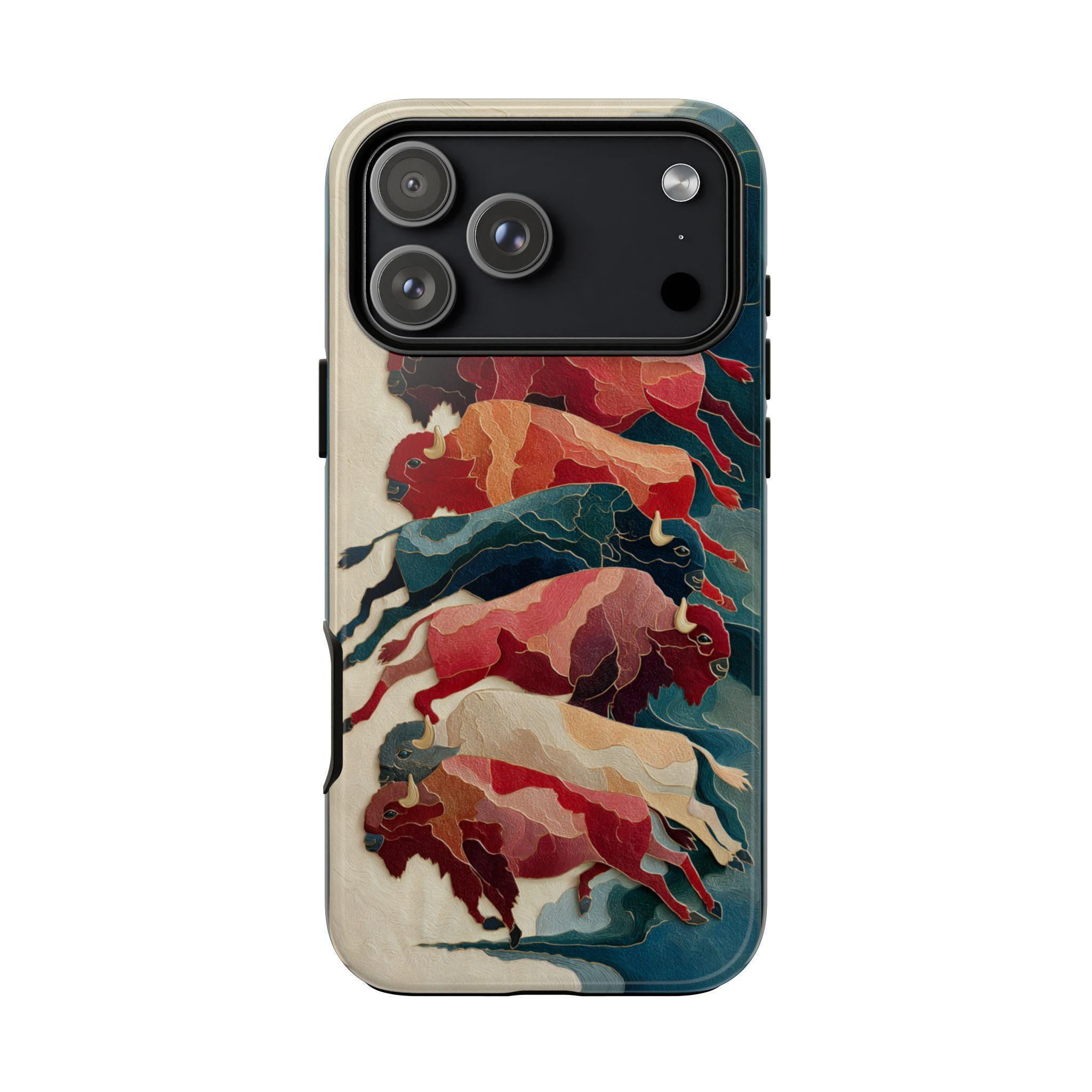 Bison Bold Surreal Art Vibrant Abstract Expression Phone Case 17 16 15 ...