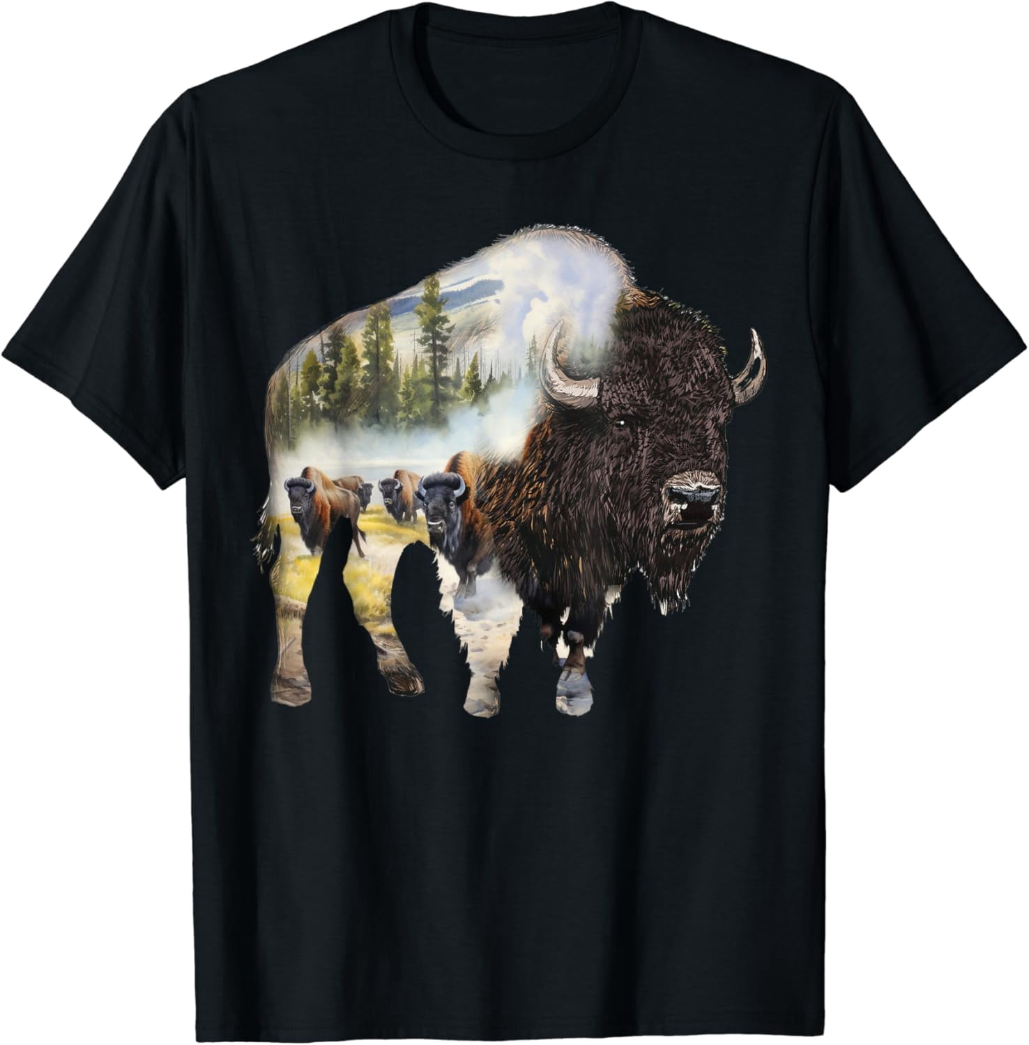 Bison Buffalo Beef Design Illustration T Shirt - Walmart.com