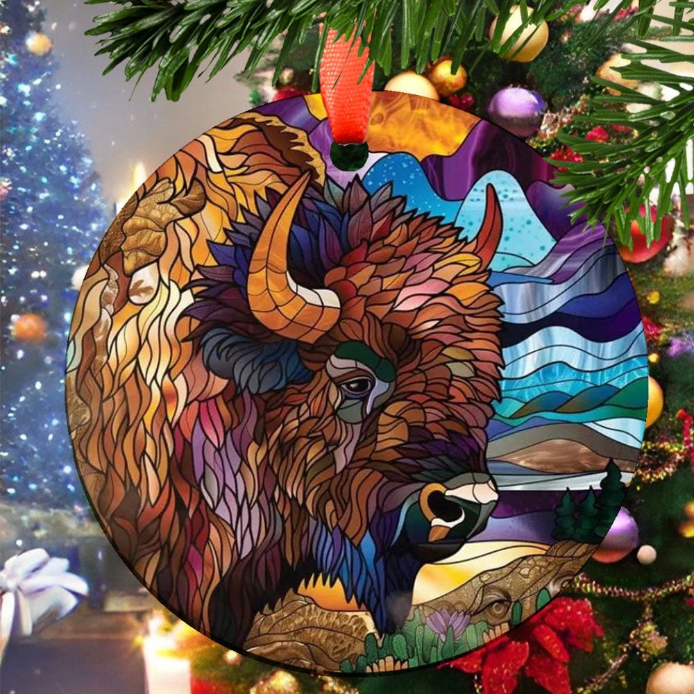 Bison Christmas Ornament, Ceramic/Acrylic Ornament, Special Keepsake for Mother, Valentine ...