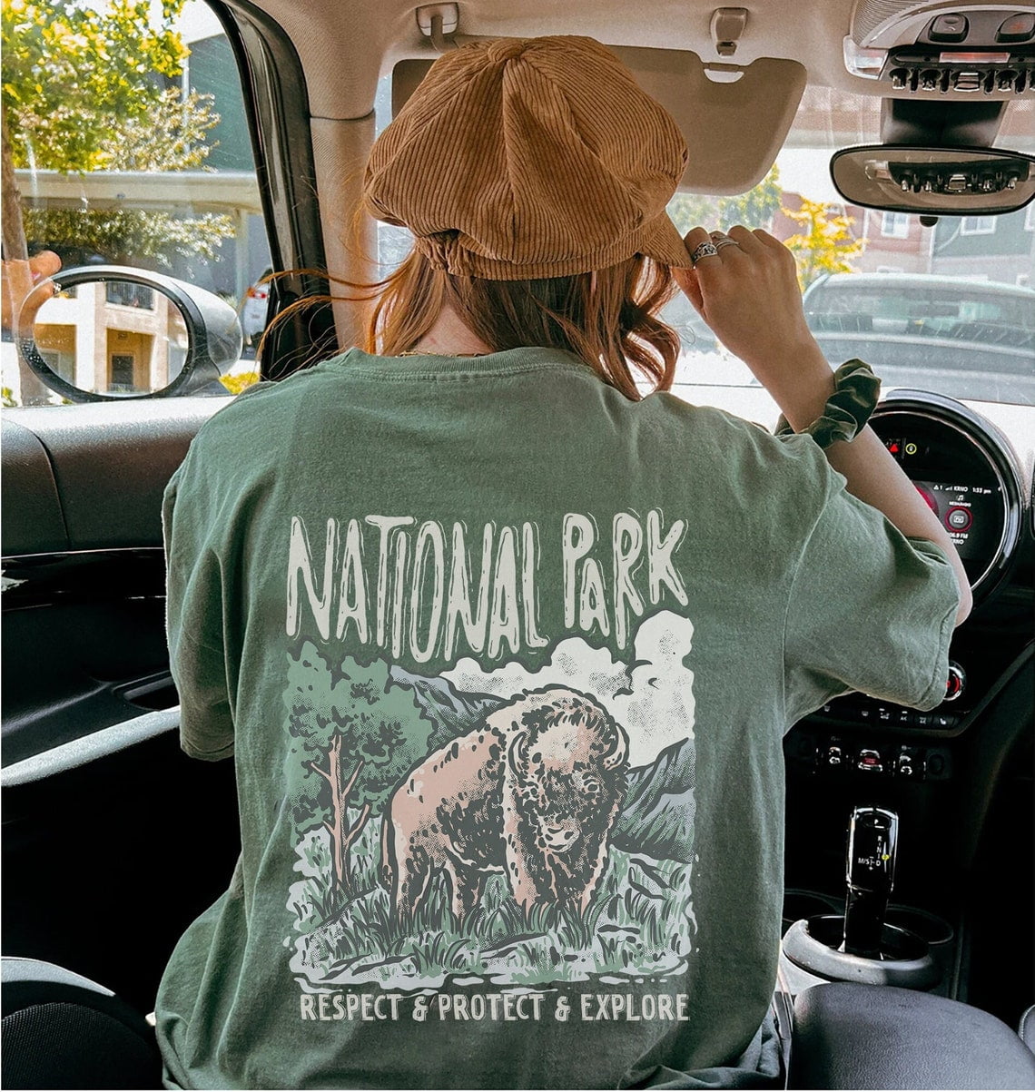 Bison Comfort Colors National Park Tee Vintage Look T-Shirt, Granola ...