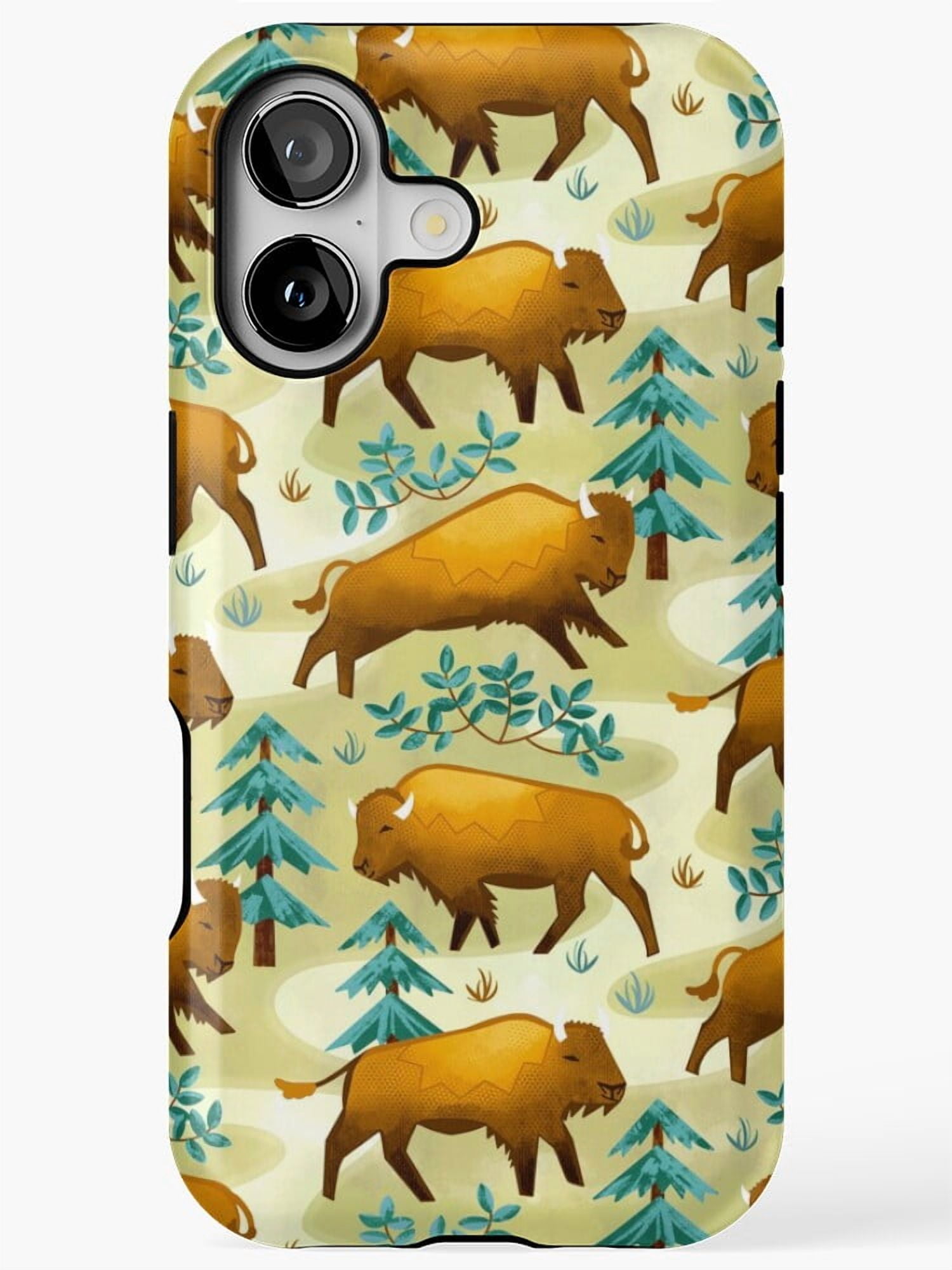 Bison Countryside Wildlife Art Phone Case for iPhone 11 12 13 14 15 16 ...