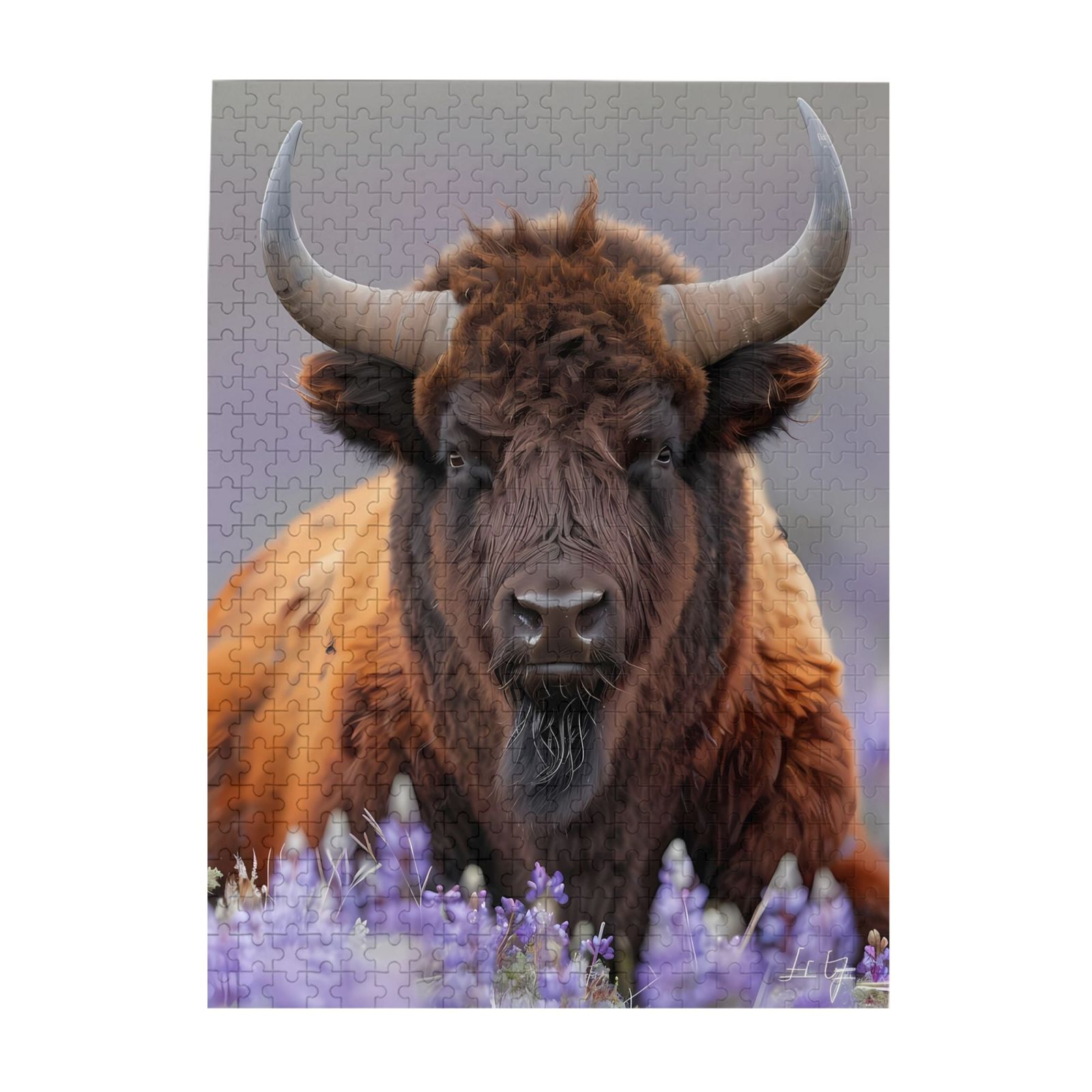 Bison Habitat Lupine Meadow 500-Piece Wooden Jigsaw Puzzle for Adults ...