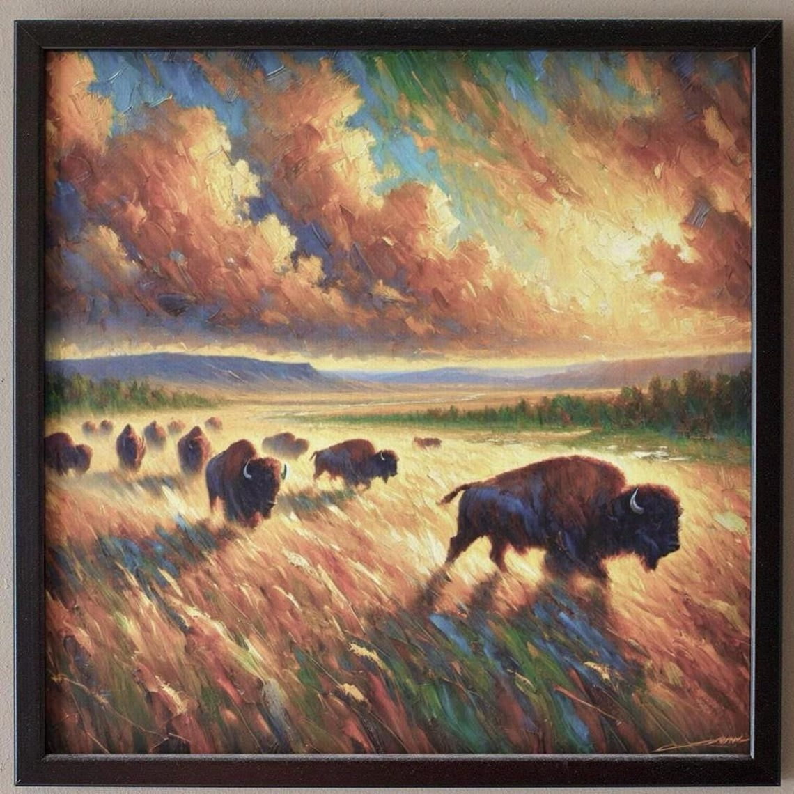 Bison Herd American Plains Wildlife Poster, Unframed Size 12x18 ...