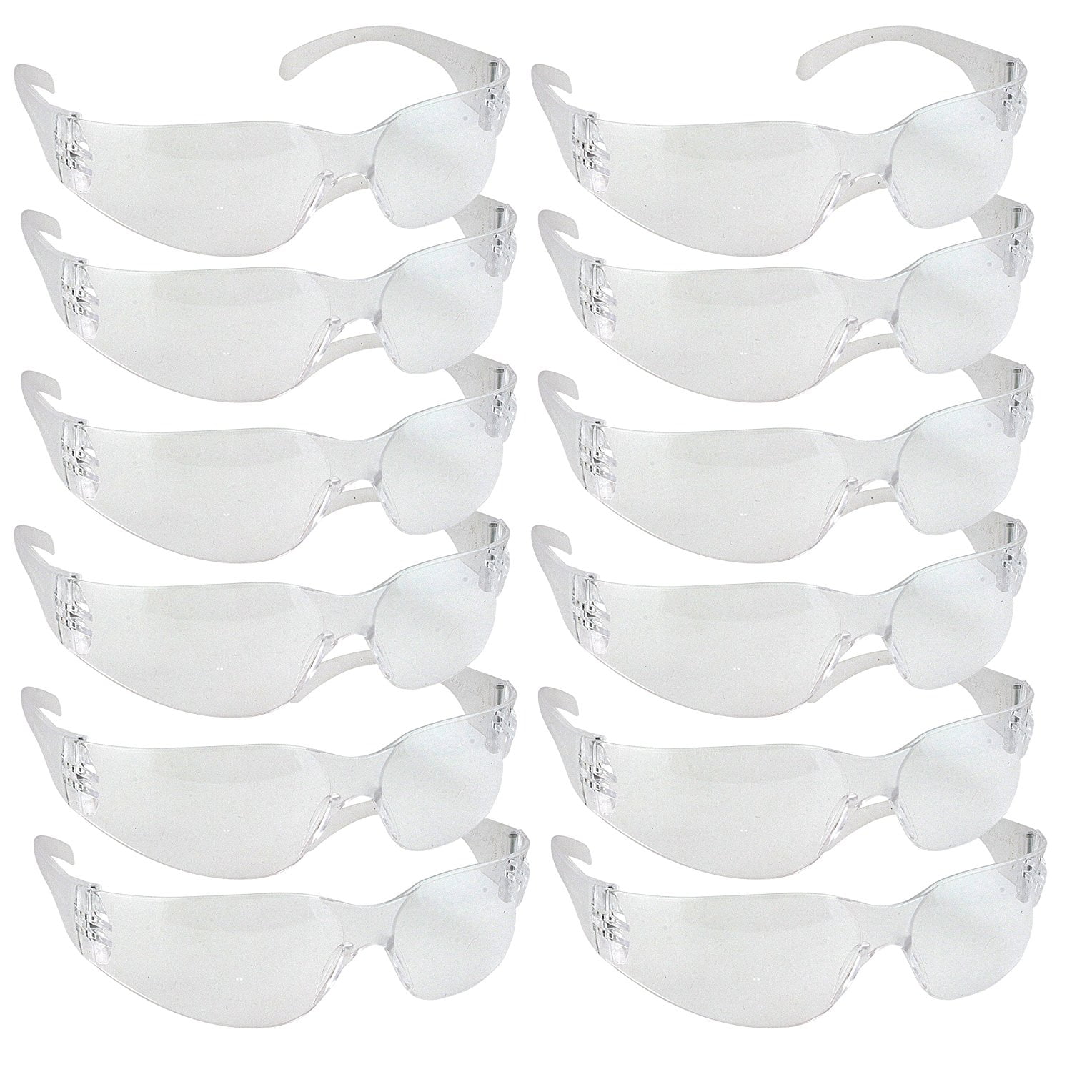Bison Life Clear Safety Glasses Pack Of 12 Ansi Z87 1 Scratch