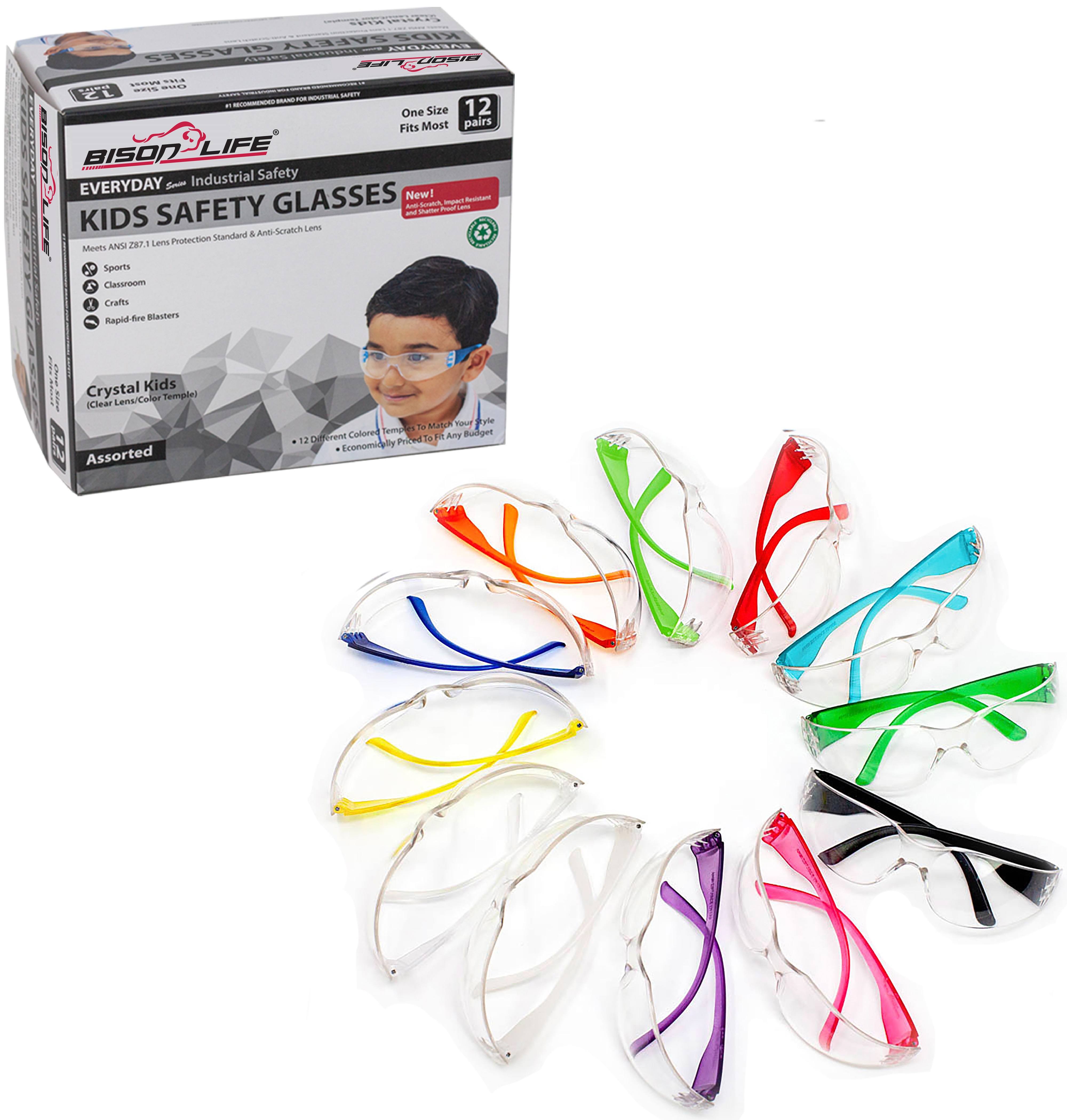 Safe Handler Clear Lens Pink Temple Safety Glasses, Fits Adult and ...
