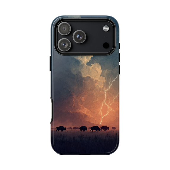 Bison Lightning Storm Dramatic Electric Wild Sky Scene Phone Case with ...