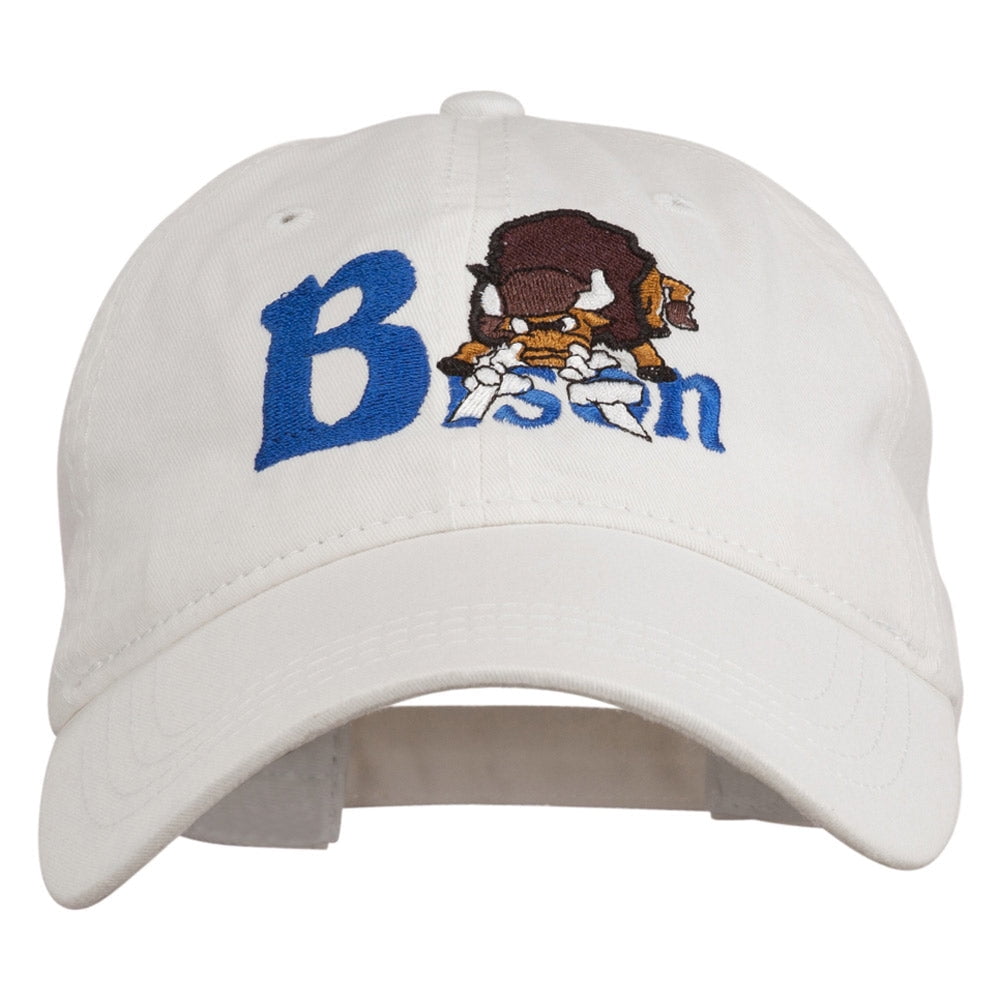 Bison Mascots Embroidered Washed Cap - White OSFM - Walmart.com