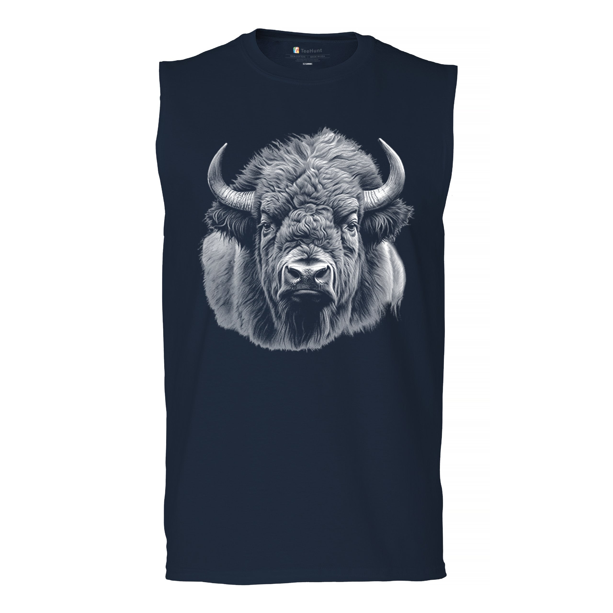 Bison Portrait Muscle Shirt American Buffalo Head Western Wildlife ...