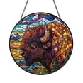 Bison Prairie Scene Stained Glass Suncatcher Window Decor, Wildlife Art ...